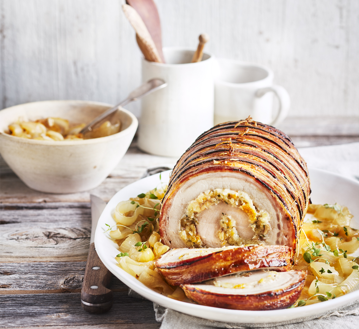 Longe de porc à l'érable farcie pomme-cheddar - Le porc du Québec